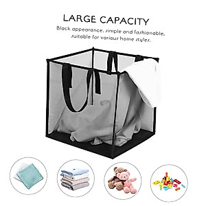 Cabilock 2pcs Folding Washing Basket Laundry Hampers Book Organizer Basket Polyester Mesh Laundry Hamper