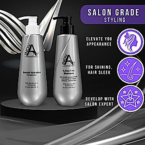 Inova Professional Silk Keratin Shampoo & Conditioner Set - Smooth Protection Sulfate-Free Shampoo & Smooth Hydration Conditioner, 11 Ounce - 2 Count (Pack of 1), Grey