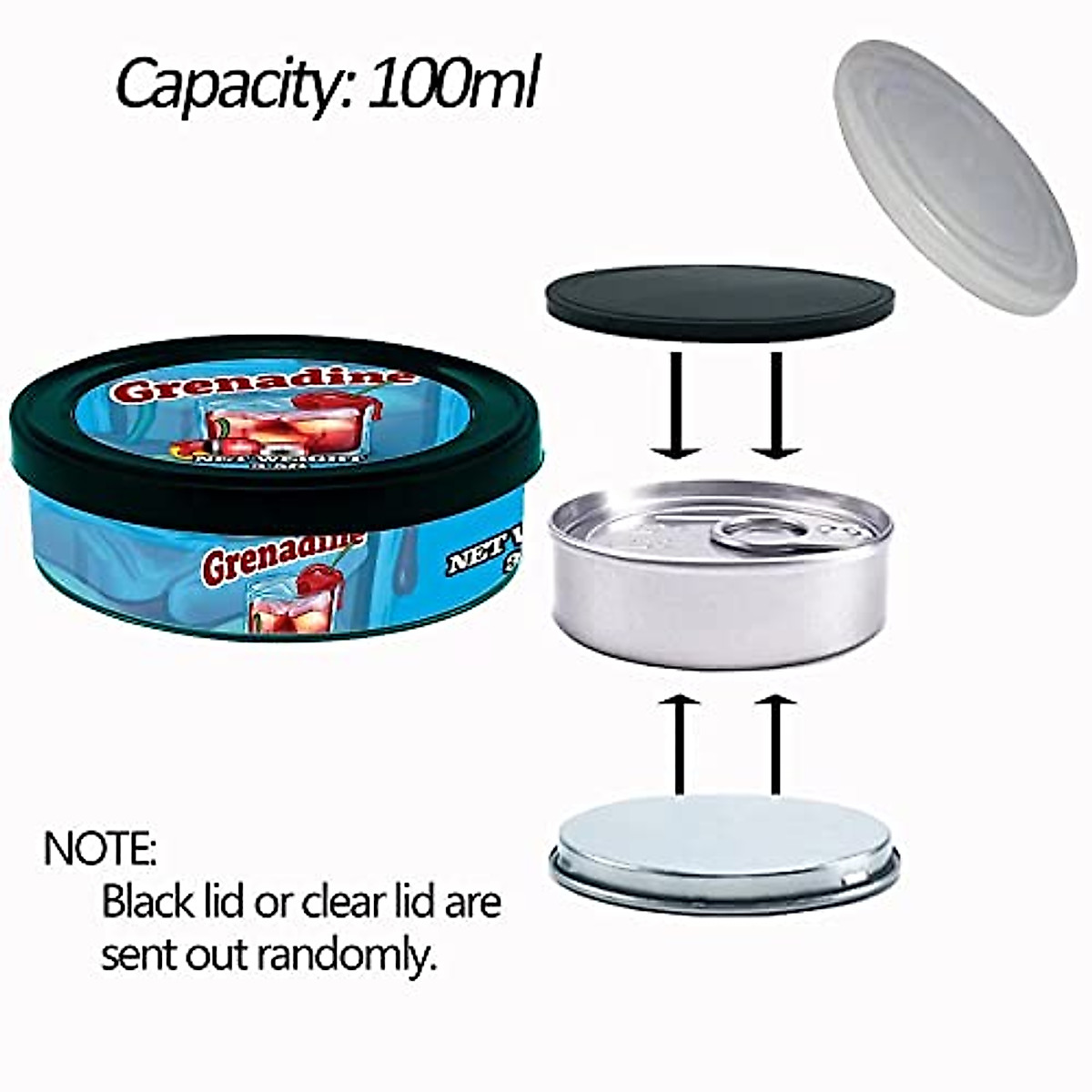 Self-Seal Cali Tin Can with Ring Lid and Labels, Side Stickers, Pressitin Stickers, Tin Tuna Can - No Tools Needed - 100ml/3.5g-20 Sets