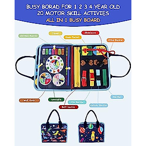 Supplim Busy Board Montessori Toy for Toddlers 1 2 3 4 5 Years Old - Educational Activity Sensory Board Preschool Learning Fine Motor Skills Toys, Toddler Travel Toy for Plane Car, Gift for Boys Girls