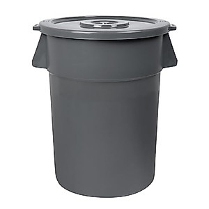 Restaurantware - LID ONLY: RW Clean Waste Container Lid, 1 Round Trash Can Lid - Waste Bin Sold Separately, For 44 Gallon Dustbin, Built-In Handle, Gray Plastic Garbage Can Lid, Heavy-Duty