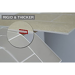 COLAMO 5-Sheet Beige Faux Granite Stone Flamed Surface Peel and Stick Rigid Large Subway Wall Tiles, Stick On Kitchen Backsplash Brick Tiles for Wall,Self Stick Tile For RV,Bathroom, Accent Wall Panel