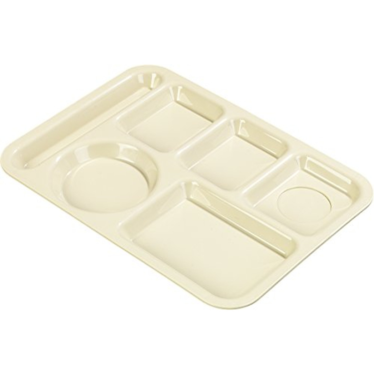 Carlisle FoodService Products P61425 Polypropylene Left-Hand 6-Compartment Divided Tray, 14" X 10", Tan (Case of 24)