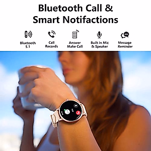 FITVII Smart Watch for Women Answer/Make Call, Fitness Tracker with 24/7 Blood Pressure Heart Rate and Blood Oxygen Monitor, Sleep Tracker Step Counter Waterproof Smartwatch for Android and iOS Phone