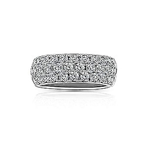 Amazon Collection Platinum-Plated Sterling Silver 3 Row Pave Ring set with Round Infinite Elements Cubic Zirconia (3.45 cttw), Size 8