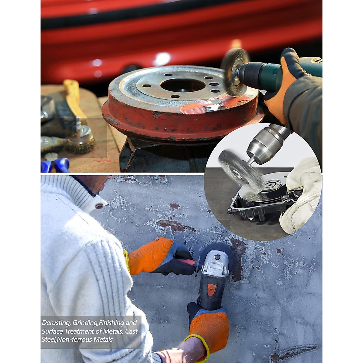 BAILUK Wire Wheel Cup Brush Set,0.012-Inch Coarse Crimped Carbon Steel,Die Grinder Wire Brush for Drill,1/4In Hex Shank,Wire Drill Brush Se (24 Pack)