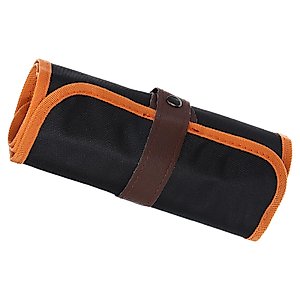 PATIKIL Handmade 48 Slots Roll Up Pencil Case, Oxford Cloth Pencil Wrap Pouch Pen Holder Organizer for Artist Drawing Coloring Sketching, Orange/Black
