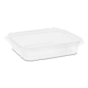 Pactiv Evergreen EarthChoice Tamper Evident Recycled Hinged Lid Deli Container, 16 oz, 7.25 x 6.38 x 1, Clear, Plastic, 240/Carton