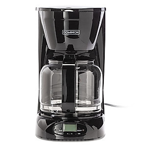 Dominion 15-Cup Deluxe Digital & Programmable Drip Coffee Maker, Auto Keep Warm Function, Anti-Drip System with Permanent Filter and Borosilicate Glass Carafe, One-Touch Operation, Black