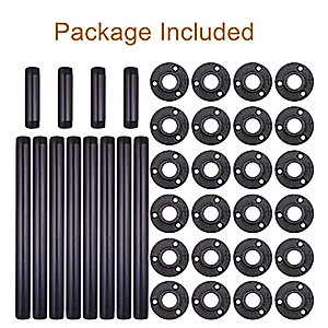 MUZIK 3-Tier Industrial Pipe Table Leg Set, Iron Pipes Base Legs Rustic Iron Pipe Shelves for Shoe Rack, Kitchen Rack, Storage Organiser, Bookcase, Wood Planks NOT Included