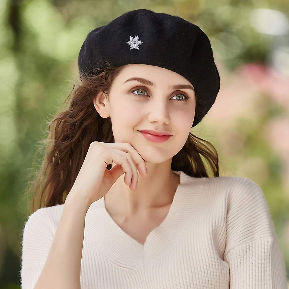 OKA Clear Austrian Crystal Winter Snowflake Brooch Pin, Elegant White Crystal Brooch Pins for Women