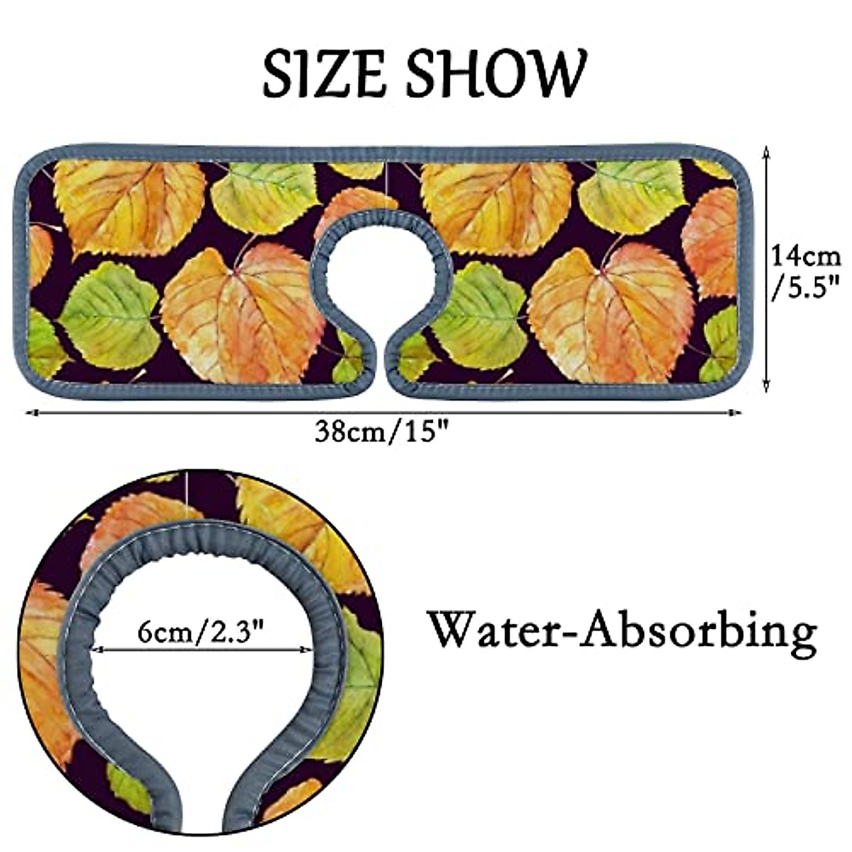Absorbent Kitchen Faucet Mat 3 Pieces Watercolor Cute Leaf Faucet Sink Splash Guard Bathroom Counter and RV,Faucet Counter Sink Water Stains Preventer