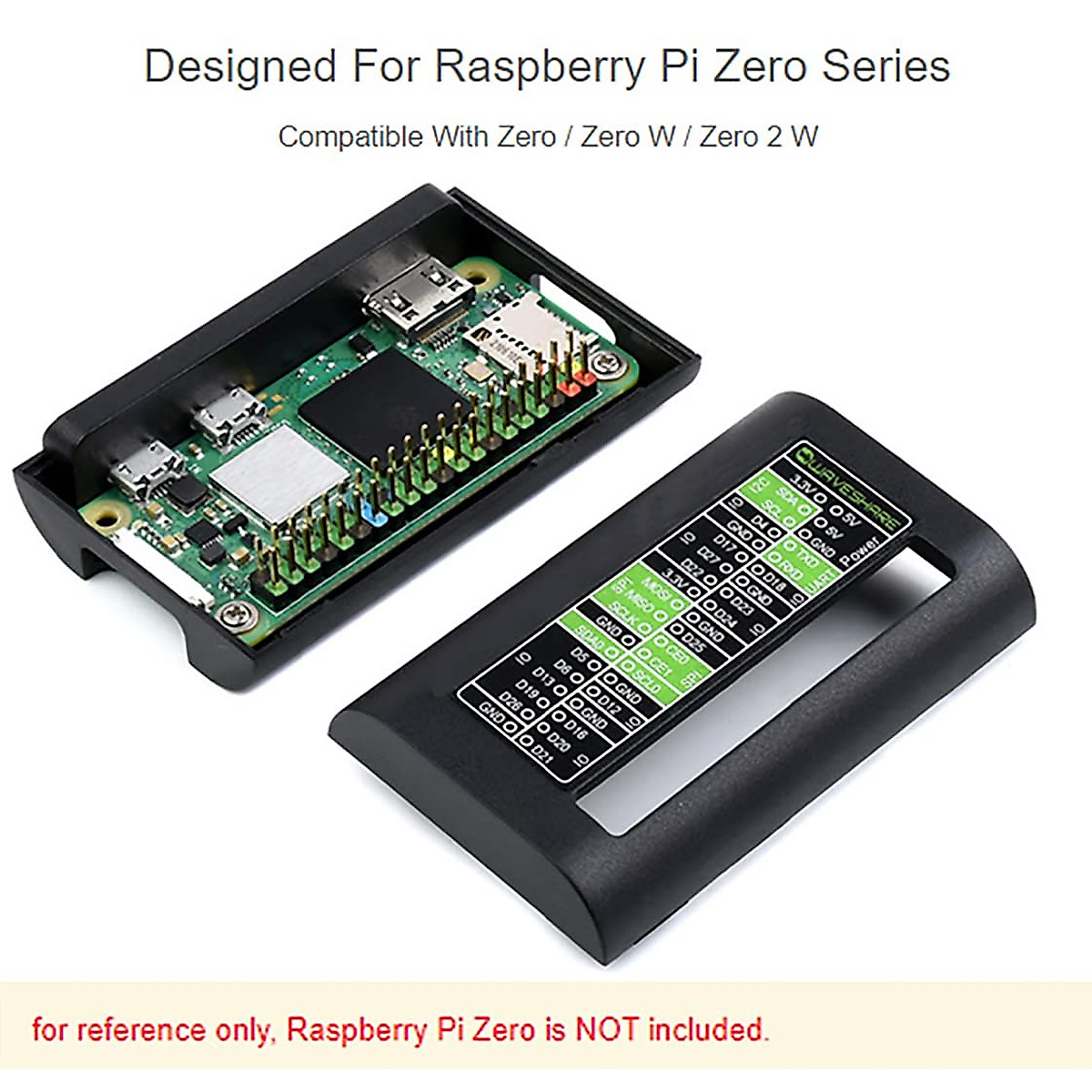 Pi Zero Enclosure, ABS Protection Case for Raspberry Pi Zero 2 W/Pi 2 WH/Pi Zero W/Pi Zero WH (Case Only)