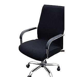 Trycooling Modern Simplism Style Chair Covers Cotton Office Computer Stretchable Rotating Chair Cover (Medium, Black)