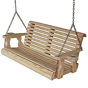 Amish Casual Heavy Duty 800 Lb Roll Back 4ft. Treated Porch Swing with Cupholders