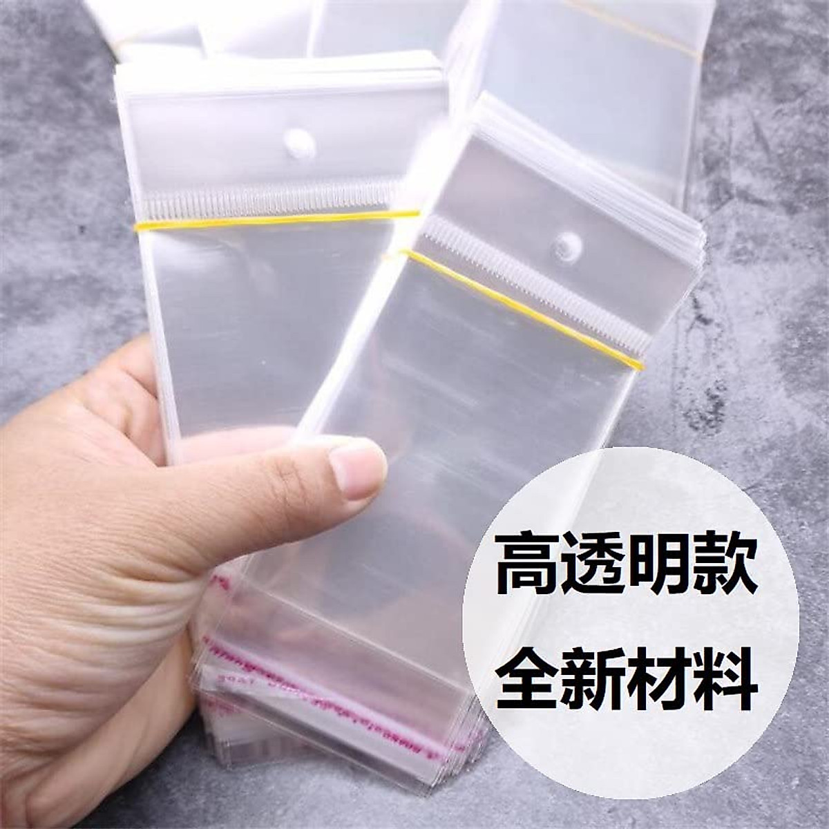 600 Pieces Self-Sealing Bag with Hang Hole 6 Sizes Clear Hanging Bags Resealable Cellophane Bags Clear Adhesive Plastic Bags for Packaging Jewelry Necklaces
