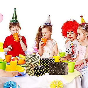 Whaline Gift Wrapping Paper Set 19.7 x 27.5 Inch Black Gold Foil Pattern Wrapping Paper 5 Designs Star Dot Wave Geometric Decorative Art Paper for Gift Packaging Birthday Graduation Craft, 10 Sheet