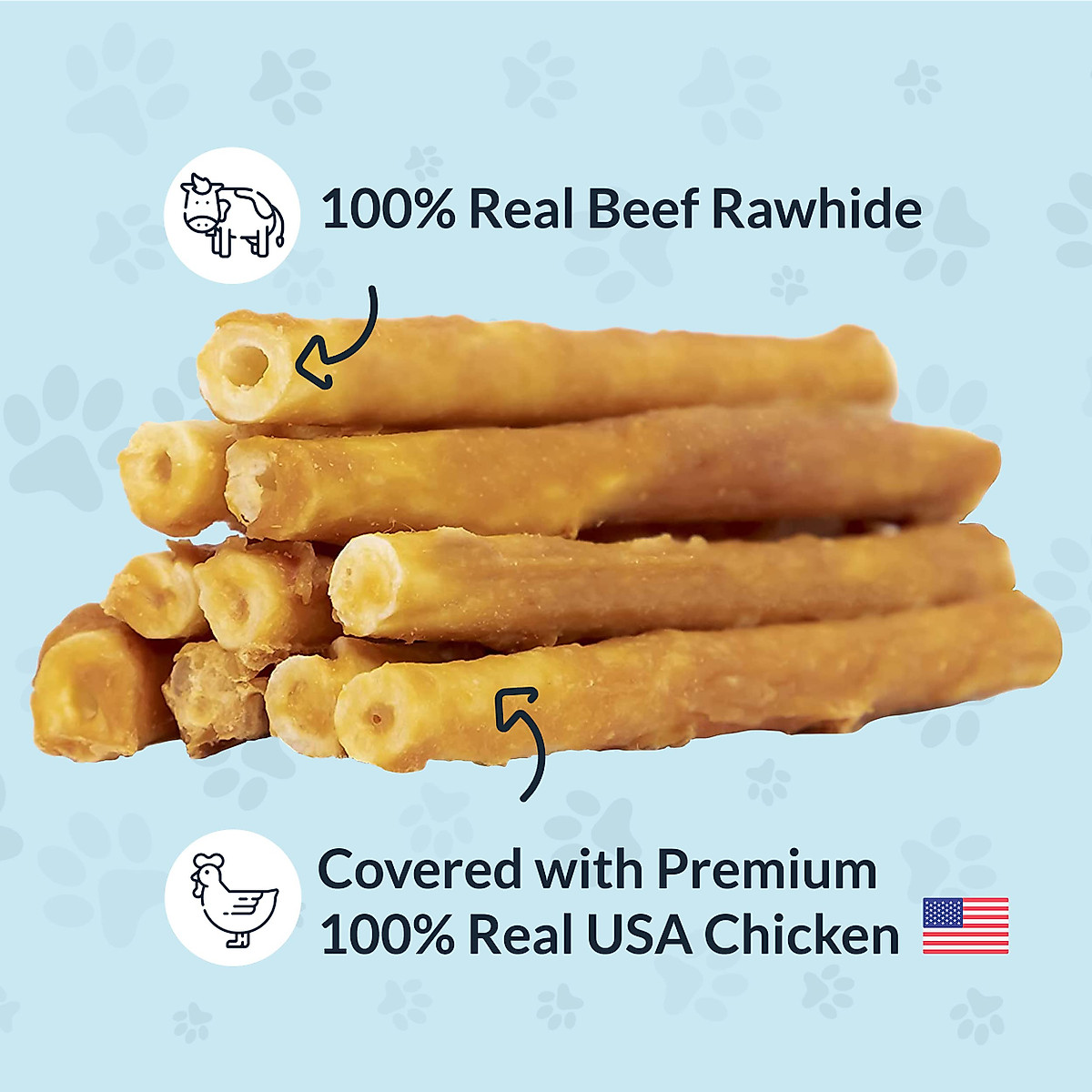 Pawveyor 5" Chicken Wrapped Rawhide Twists - Pack of 45 All-Natural, Rawhide Dog Treats Small Dogs - Great Puppy Treats for Teething Small Dogs - Odor-Free and Long-Lasting, Supports Dental Health