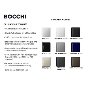 BOCCHI Contempo Workstation Apron Front Step Rim Fireclay 33 in. Single Bowl Kitchen Sink with Accessories in White