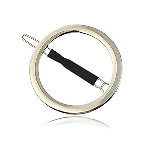 GIYOMI 2 Pcs Minimalist Hair Clip for Women and Girls, Newly designed Hollow Hoop Round Circle Geometric Metal Hair Clip Bobby Pin Ponytail Holder Hair Accessories(Gold & Silver)