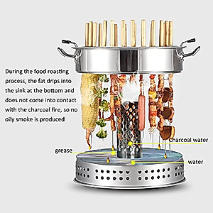 AIZYR Stainless Steel Charcoal Grill - Portable Smokeless Grill with BBQ Accessories Kit for Outdoor Cooking Camping Picnics,40 * 40cm