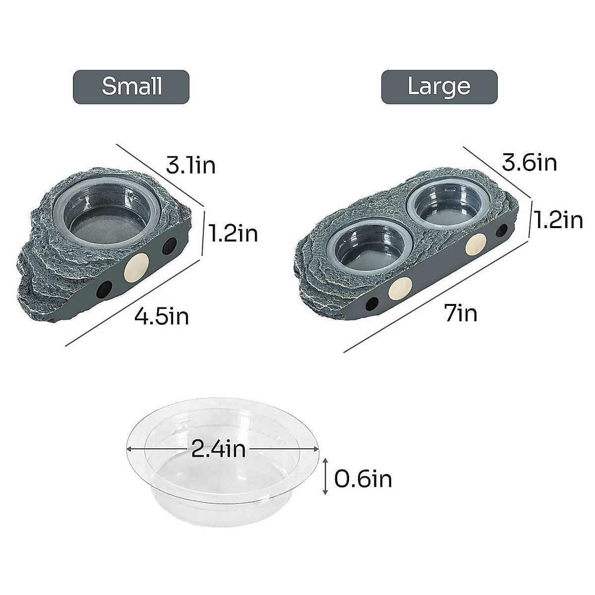 REPTIZOO Reptile Magnetic Feeder Ledge, Double Bowl Reptile Food Dish with 6PCS Feeding Cups Food Water Feeder for Crested Gecko Lizard Chameleon Pets