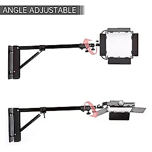 AISIMEE Wall Mounting Triangle Boom Arm for Photography Strobe Light, Monolight, Softbox, Umbrella, Reflector and Ring Light, Support 180 Degree Rotation, Max Length 4 Feet/125cm (Black)