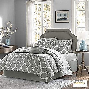 Madison Park Essentials MPE10-086 Merritt Complete Bed and Sheet Set, Queen (90 in x 90 in), Grey
