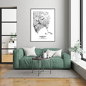 Eleville 18X24 Unframed Hampton Virginia City View Abstract Road Modern Map Art Print Poster Wall Office Home Decor Minimalist Line Art Hometown Housewarming wgn630