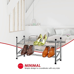 Home Basics Shoe Rack, 2-Tier, Chrome