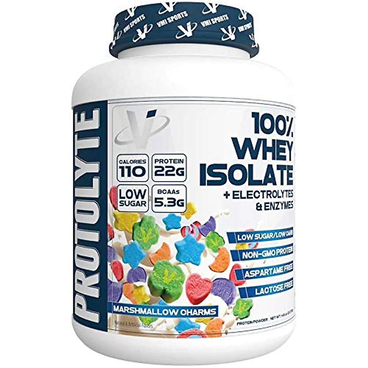VMI Sports | ProtoLyte Whey Isolate Protein Powder | Low Calorie Whey Protein Powder for Weight Loss | Protein Powder for Muscle Gain | Digestive Enzymes | Non-GMO (Marshmallow Charms, 4.6 Pounds)
