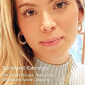 ALLISON ROSE ATELIER – Women’s Spike Earrings – 16k Gold Plated Open C Sun Hoop Earrings – Cool Earrings – Spike Hoops – Gold Boho Statement Earrings