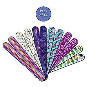 New8Beauty Emery Board Colorful (12-Pack) - Nail Spa Party Favors Supplies - Best Stocking Stuffers Gift for Girls Women Kids Mom Girlfriend - Manicure Pedicure