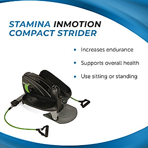 Stamina InMotion Compact Strider - Seated Elliptical with Smart Workout App - Foot Pedal Exerciser for Home Workout - Up to 250 lbs Weight Capacity