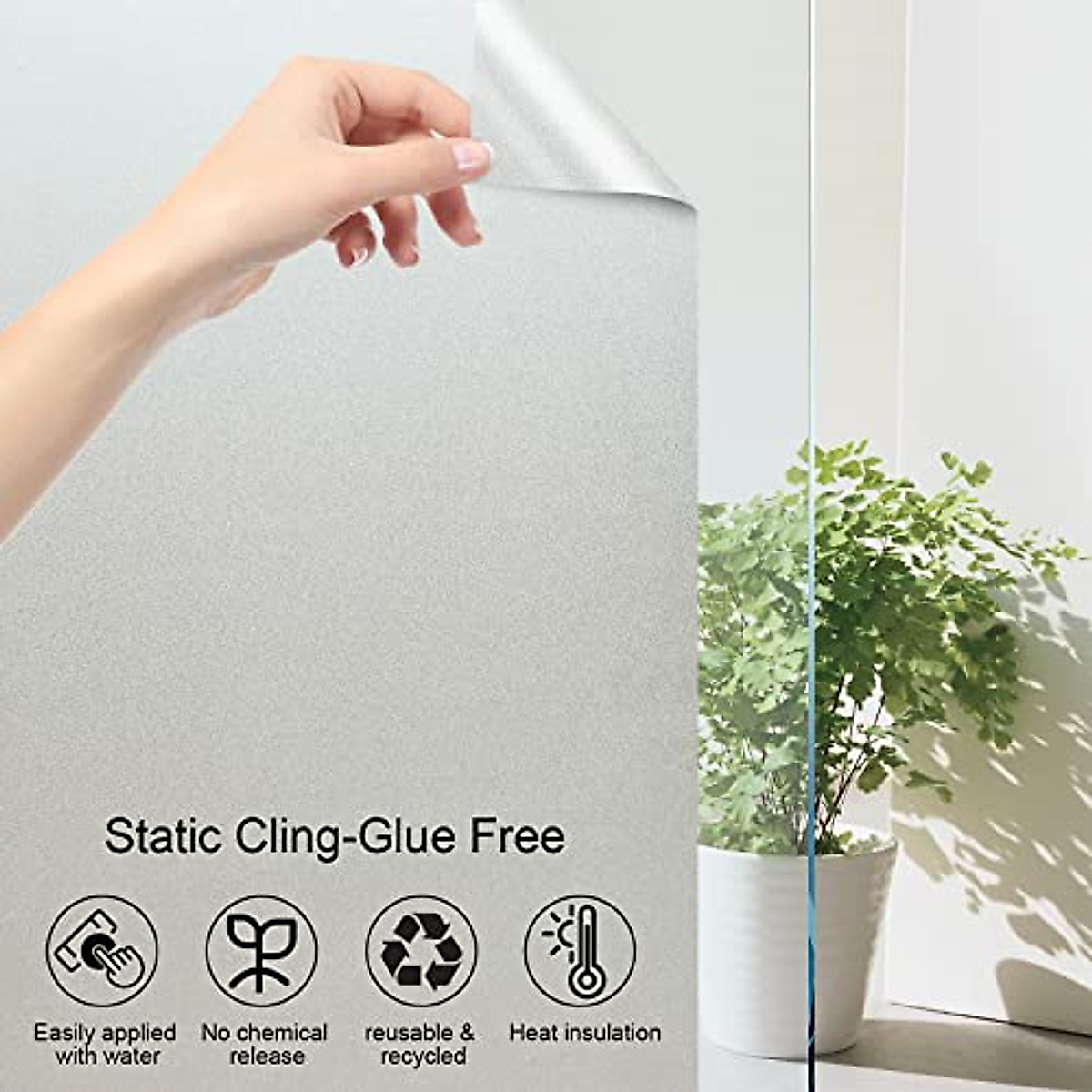 AWXD Frosted Glass Window Film,Window Privacy Film with Installation Tools, Sun Blocking Heat Control Anti Glare Window Tint,Static Cling Removable Window Sticker for Home Office (17.5" x 78.7")