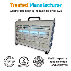 Gardner ATMX - 30, Portable Insect Control, 360 Degree, Two 15 Watt - UV Insect Lamps , Made in USA, White - Aluminum