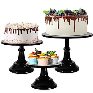 3Pcs Cake Stand, Black Round Cupcake Stand 8/10/12Inch Dessert Display Stand Cupcake Holder Pastry Serving Plate for Baby Shower Wedding Birthday Party Celebration Home Decoration