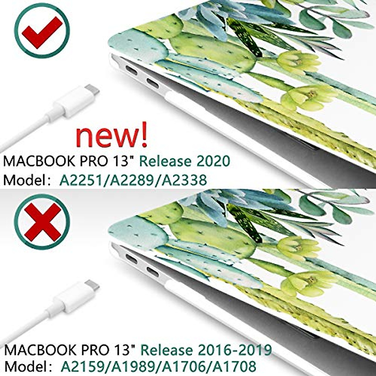 Batianda Laptop Case for MacBook Pro 13 inch 2022 M2 Chip 2021 2020 A2338 M1 A2289 A2251 Model,Hard Shell Case with Keyboard Cover & Screen Protector for Newest Mac Pro 13 with Touch Bar, Cactus