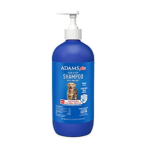 Adams Plus Flea & Tick Shampoo with Precor for Cats, Kittens, Dogs & Puppies Over 12 Weeks Of Age |Sensitive Skin Flea Treatment |Kills Adult Fleas, Flea Eggs, Ticks, and Lice |24 Oz, Pump Included