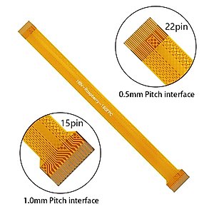 Aokin for Raspberry Pi Camera Cable, FPC Cable Ribbon Flex Extension Cable 15 Pin 22 Pin for Raspberry Pi Zero or Zero W, Octoprint Octopi Webcam, Monitor 3D Printer, etc, 16cm/6.30in, 1 Pcs