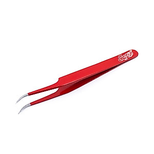 Excel Blades Curved Fine Tip Tweezers for Intricate Projects, Scrapbooking, Cardmaking, One Size, Multi Color, Red