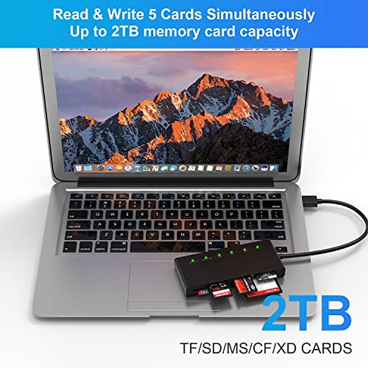 USB3.0 Multi SD Card Reader, SD/TF/Micro SD/CF/MS/XD 7-in-1 5Gbps High Speed Memory Card Reader for SDXC SDHC TF Micro SD CF MS MMC Card, Sony Memory Stick Pro Duo Adapter Read 5 Cards Simultaneously