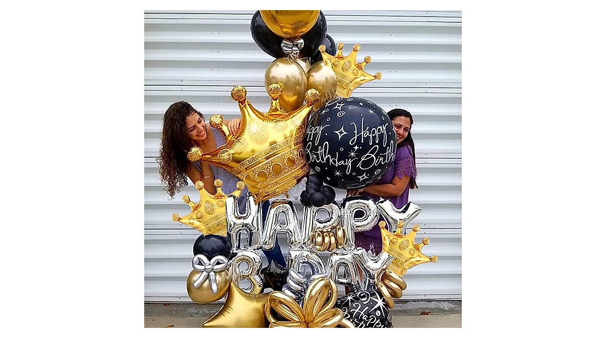 14PCS Gold Crown Balloons for Celebrations