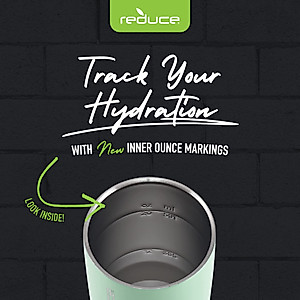 REDUCE Cold1 24 oz Tumbler with Lid and Straw - Dual-Wall Vacuum Insulated Stainless Steel Tumbler - Keeps Drinks Cold up to 24 Hours - Inner Ounce Markings to Track Hydration - OG Matcha