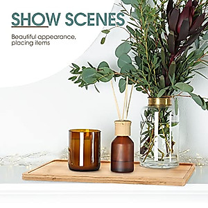 Bamboo Tea Serving Tray 3 Pcs Decorative Multi Use Bathroom Rounded Edges Vanity Tray for Dresser Counter Food, Coffee, Snack, Tissues Candles, 11 x 4 Inch