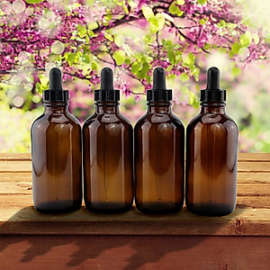 4oz Amber Glass Dropper Bottles (6-Pack), Refillable Glass Bottles for Essential Oils, Cosmetics, and Cooking