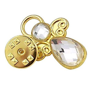 Gold Toned Glass Angel Lapel Pins, 1 Inch, Pack of 5