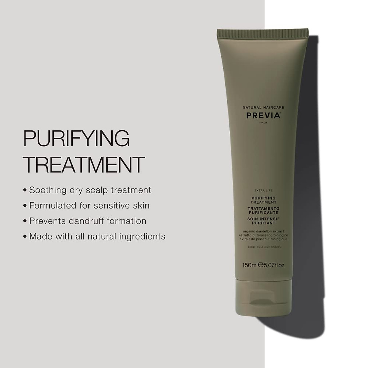 PREVIA Purifying Anti-Dandruff Treatment | Extra Life, The Virtuous Scalp Ritual | Purifies & Normalizes Scalp to Fight Dandruff & Eczema While Soothing Scalp - 5 oz