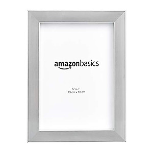 Amazon Basics Rectangular Photo Picture Frame, 5" x 7", Pack of 2, Nickel
