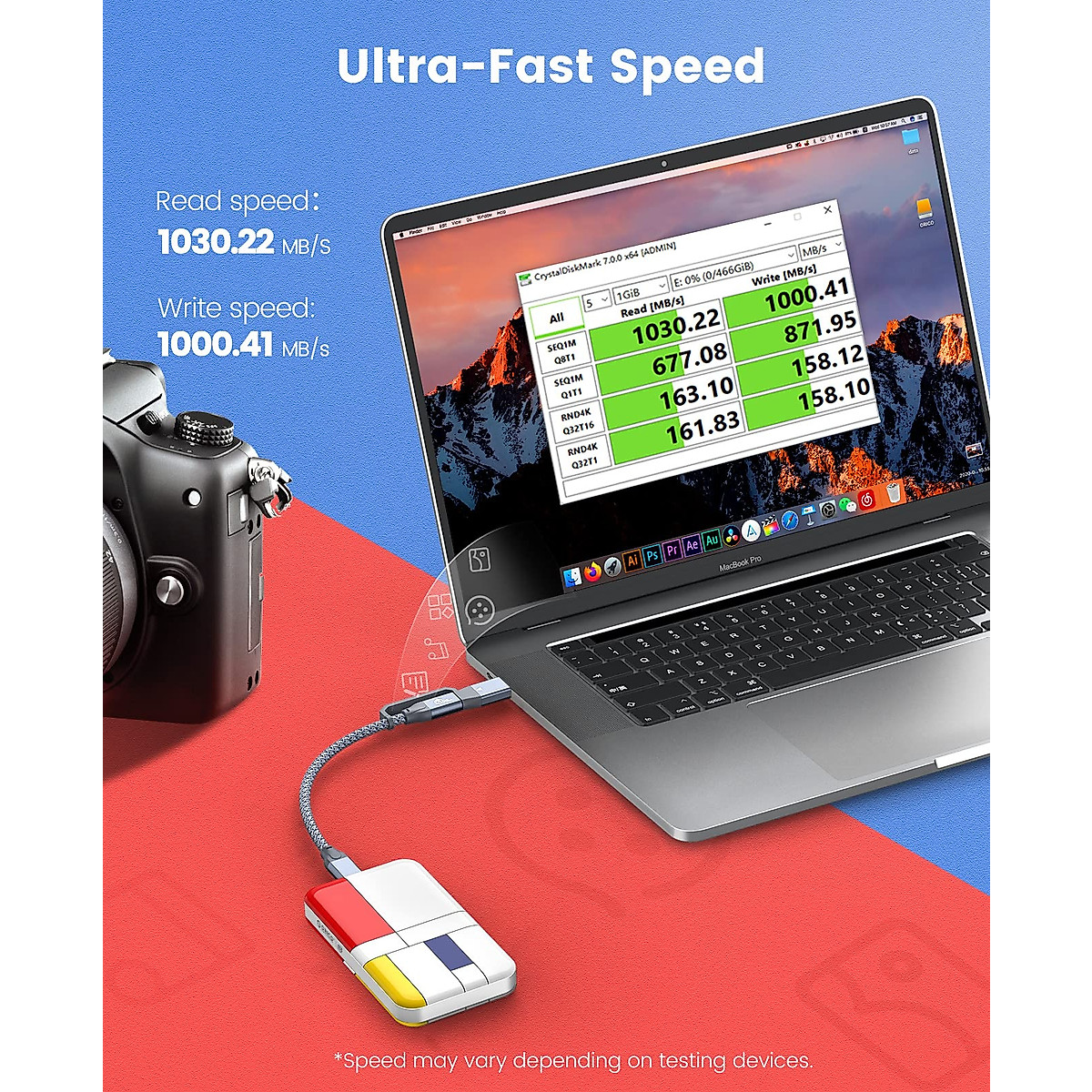 ORICO 512GB Portable SSD - Up to 1050MB/s - USB-C, USB 3.2 Gen 2 - External Solid State Drive - PSSD with UASP- MTQ